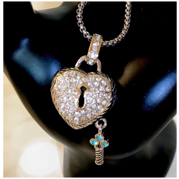 Jewelry | New Pave Crystal Lock And Key Heart Necklace | Poshmark